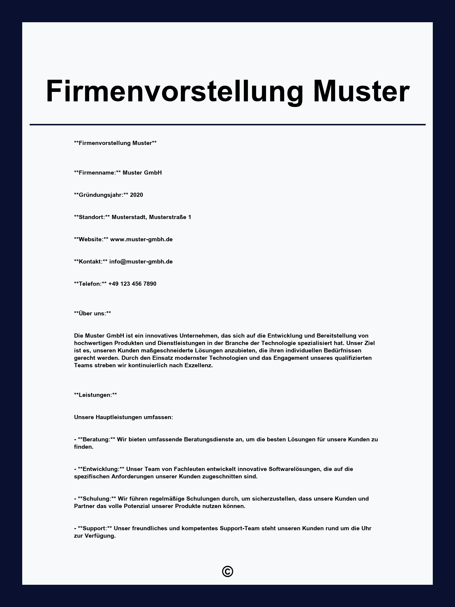 Firmenvorstellung Muster