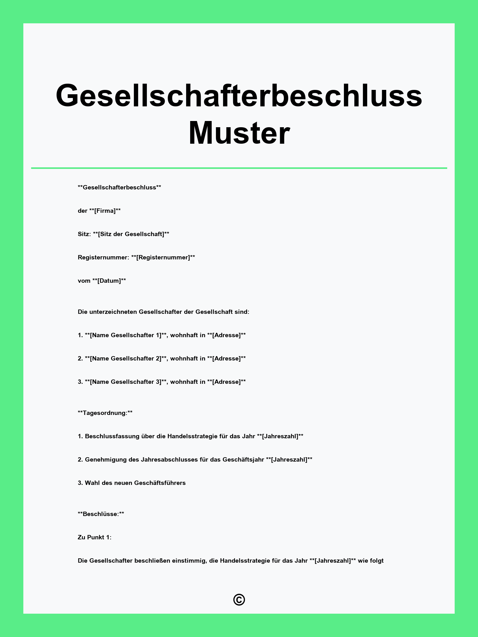 Gesellschafterbeschluss Muster